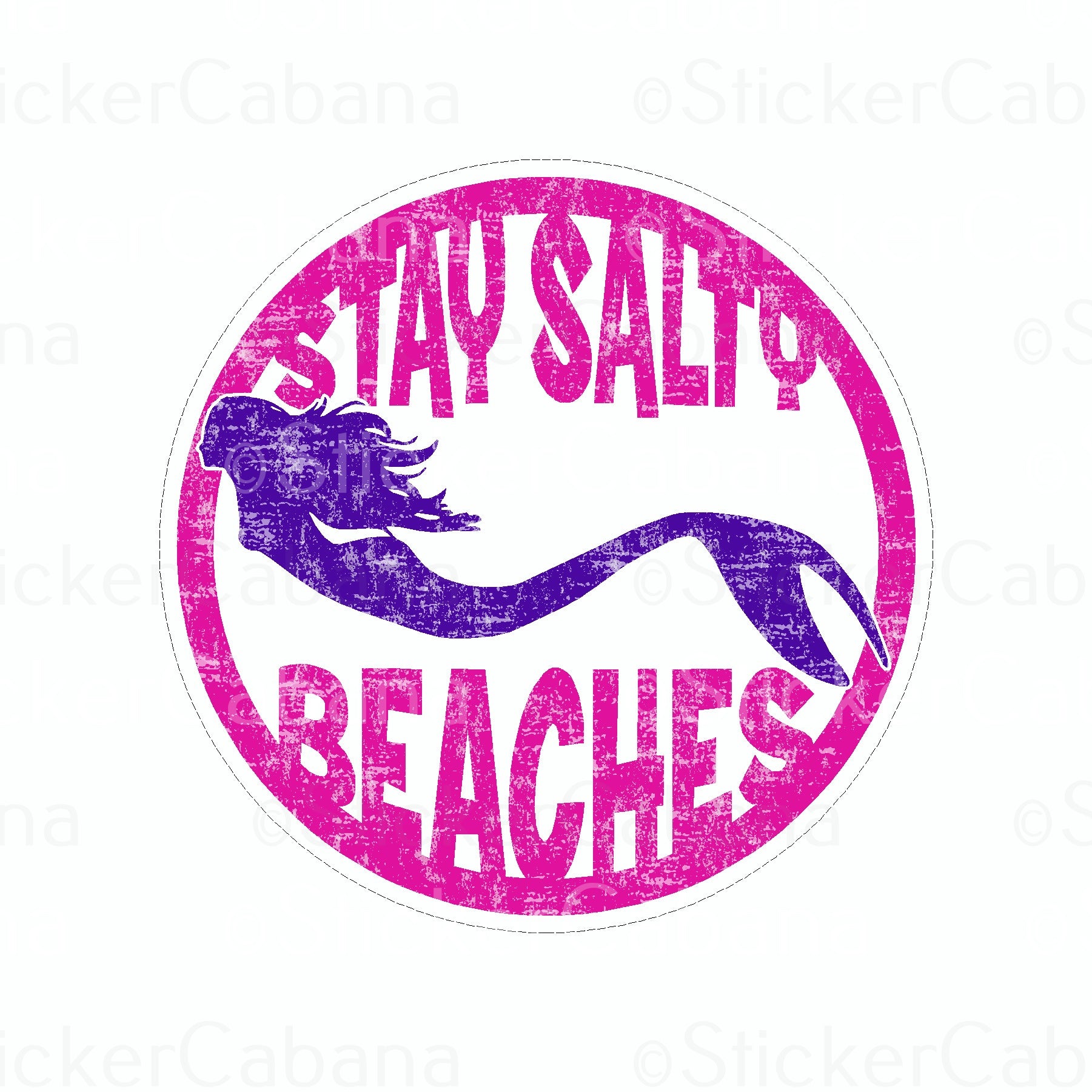Sticker Cabana Stay Salty Beaches Mermaid Large Sticker
